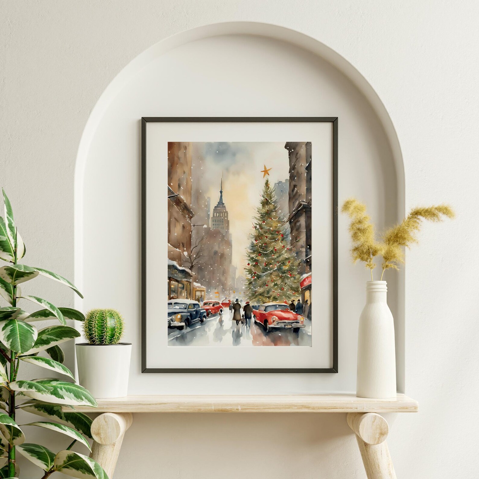 Vintage Christmas in NYC Wall Art Printable, New York City Winter ...