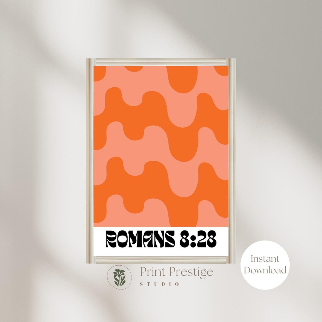 Retro Christian Wall Art Romans 8 – Printable Bible Verse Art, Trendy ...