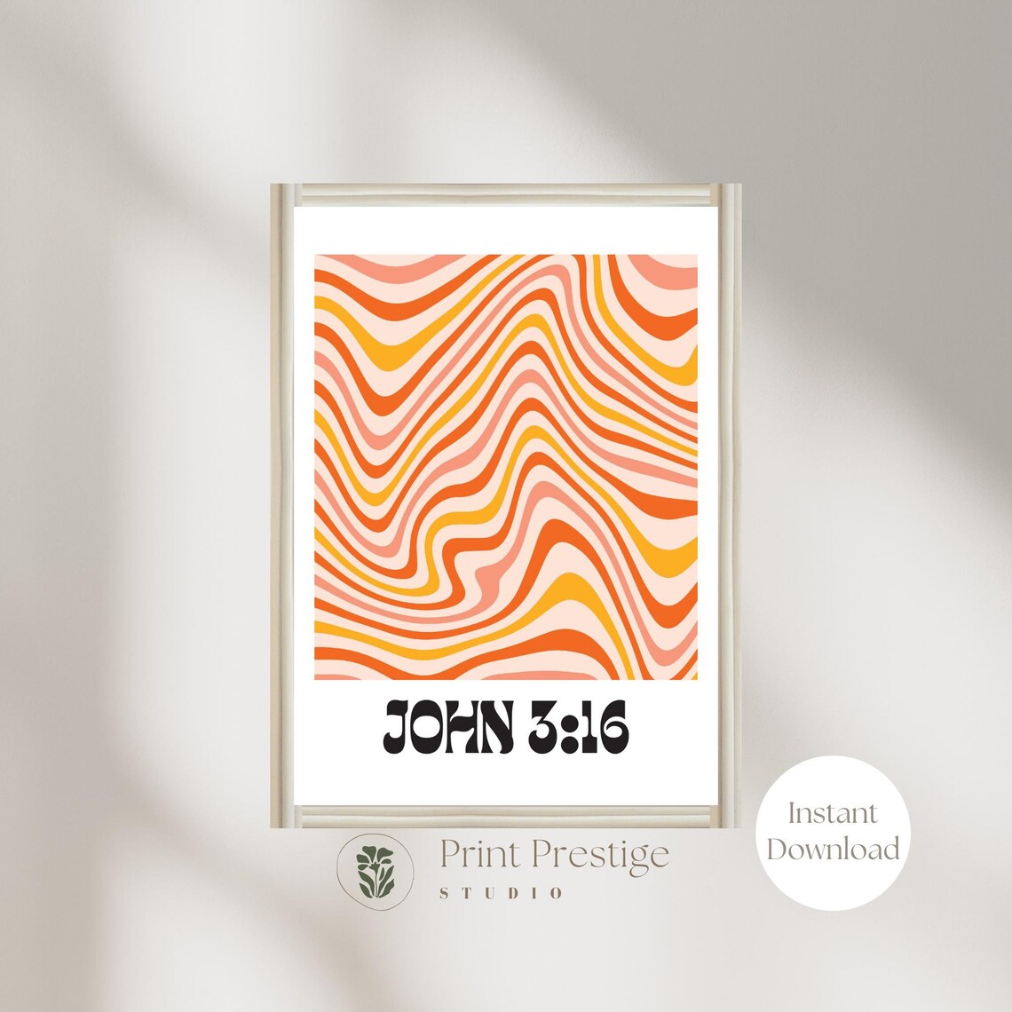 Retro Christian Wall Art, John 3:16 Bible Verse Print, Maximalist ...