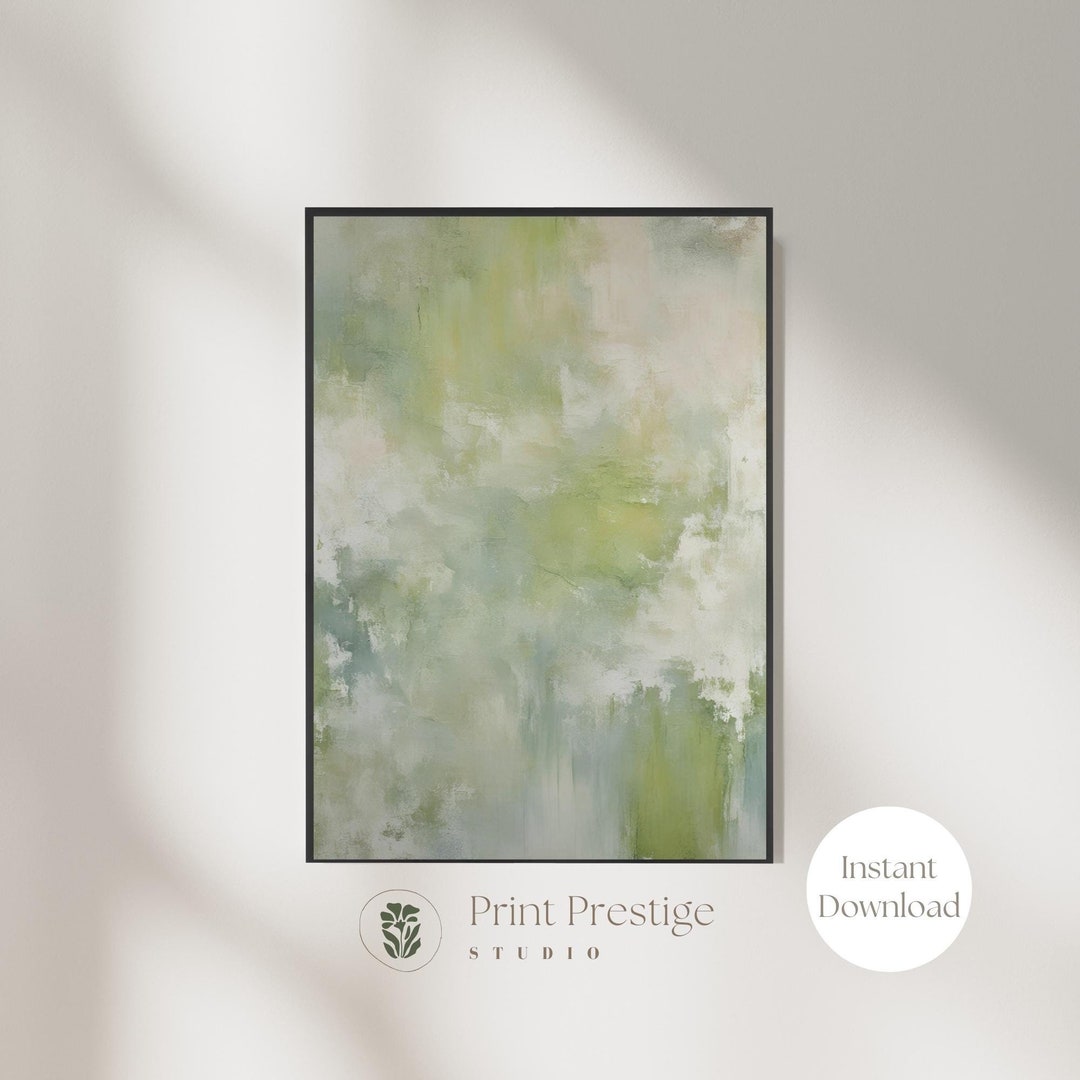 Sage Green Modern Abstract Wall Art Texture, Printable Minimalist ...
