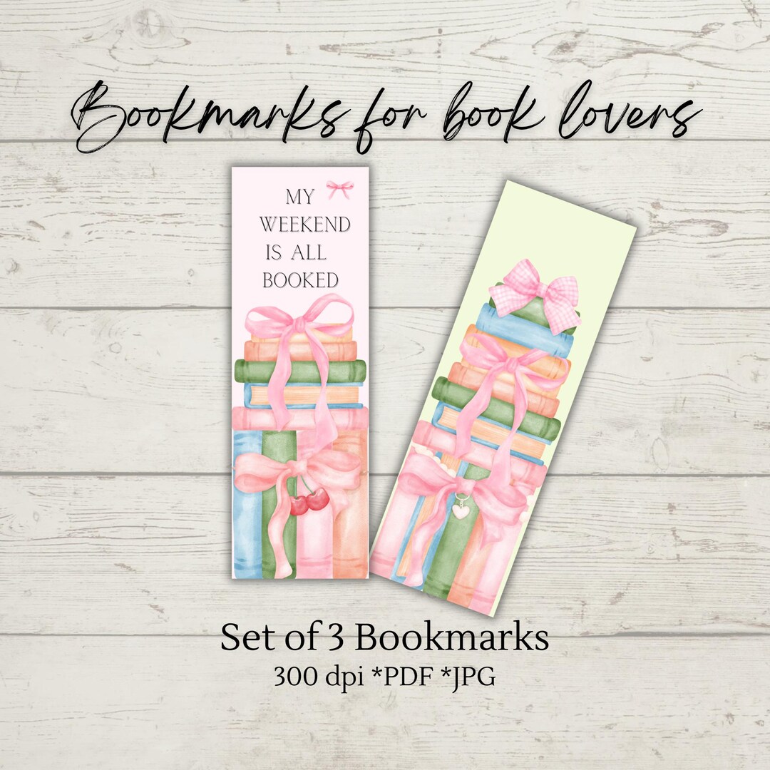 Whimsical Printable Bookmark Set | Instant Download Book Lover Gift ...