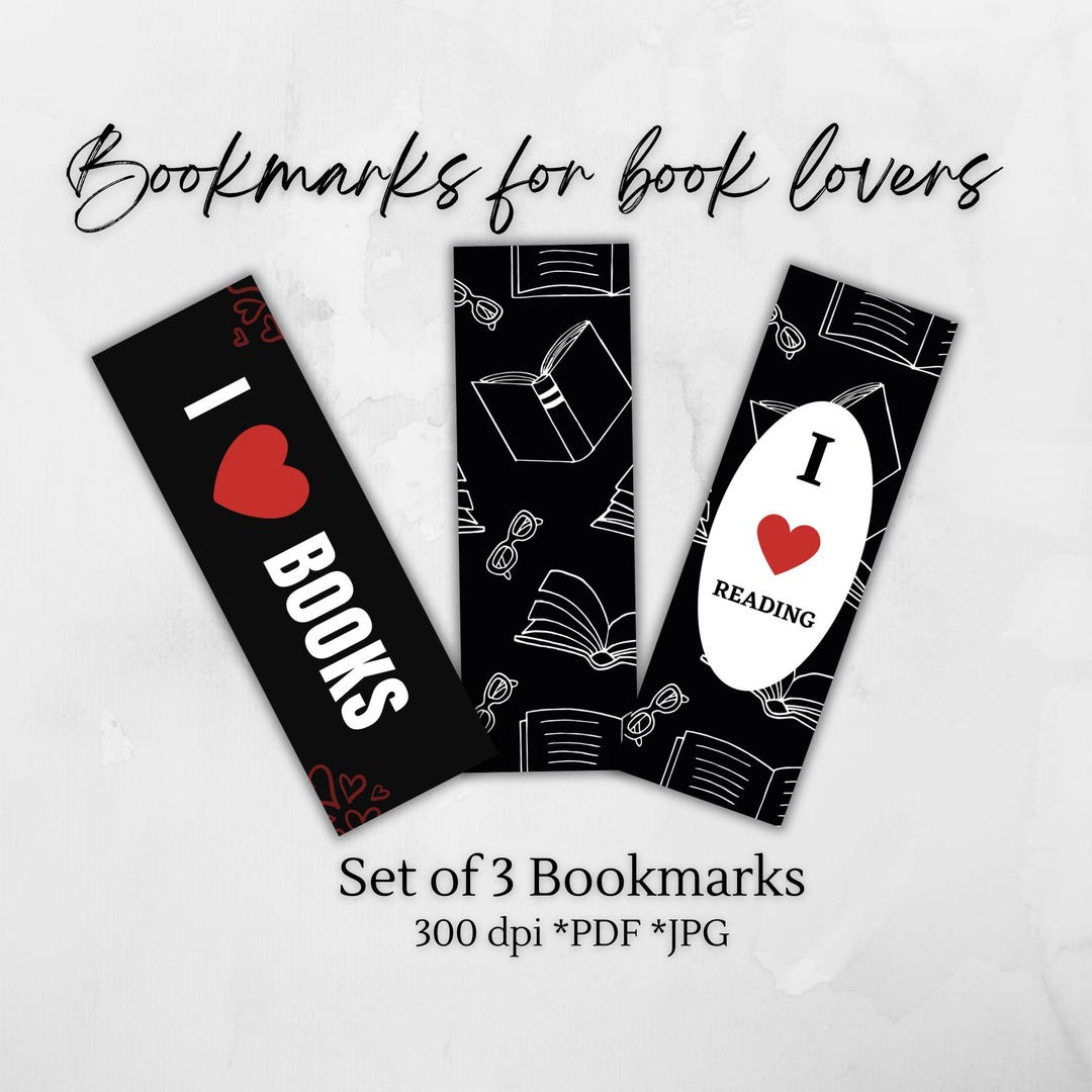 I Love Books Printable Bookmarks for Book Lovers, I Love Reading ...