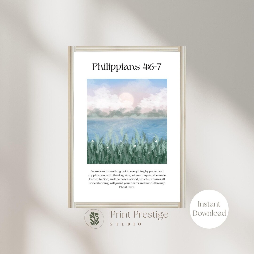Philippians 4:6-7 Christian Wall Art Printable, Do Not Be Anxious Bible ...