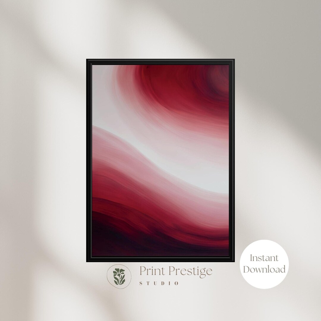 Cherry Red Abstract Textured Art, Trendy Burgundy Retro Printable Wall ...