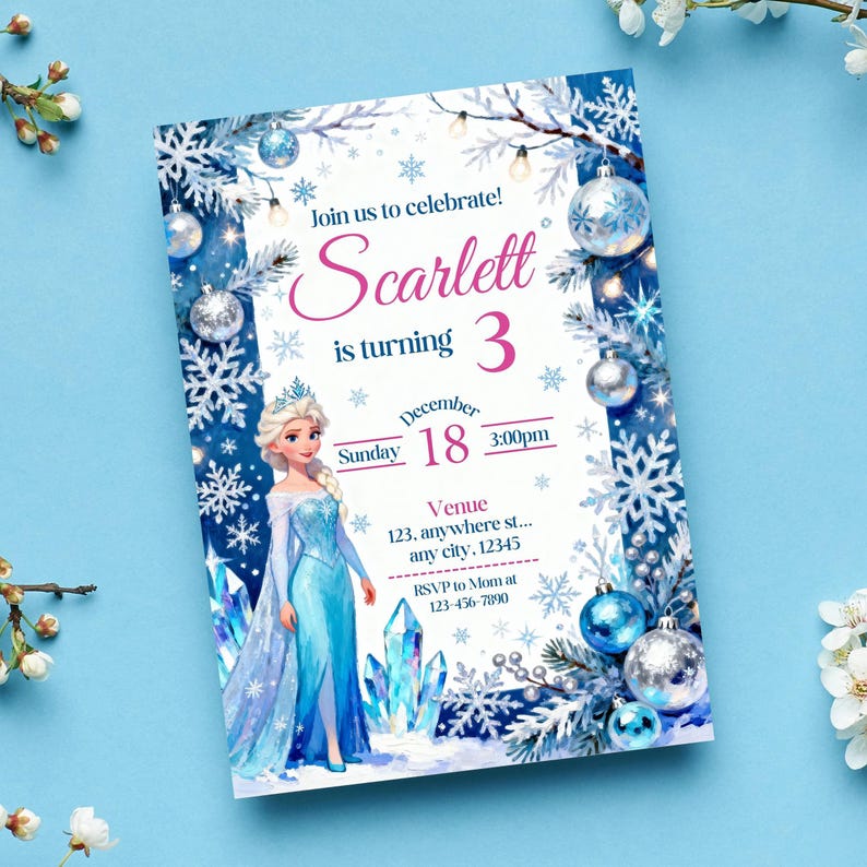 Editable Frozen Birthday Invitation, Winter Wonderland Invite, Ice ...