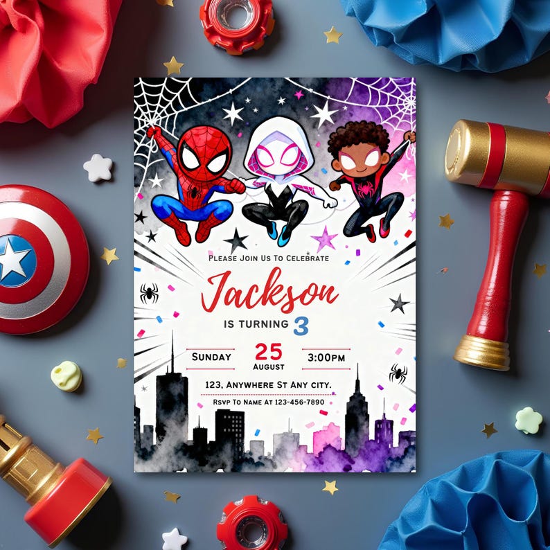 Spidey and His Amazing Friends Birthday Invitation, Editable Digital ...