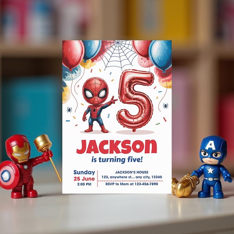 Spidey 5th Birthday Invitation, Marvel Superhero Party Invite ...