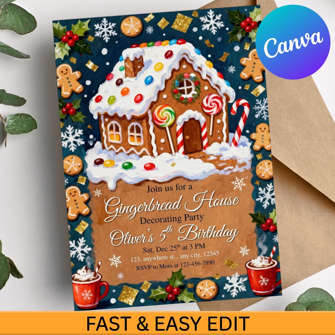 Christmas Gingerbread House Party Invitation, Gingerbread Decorating ...