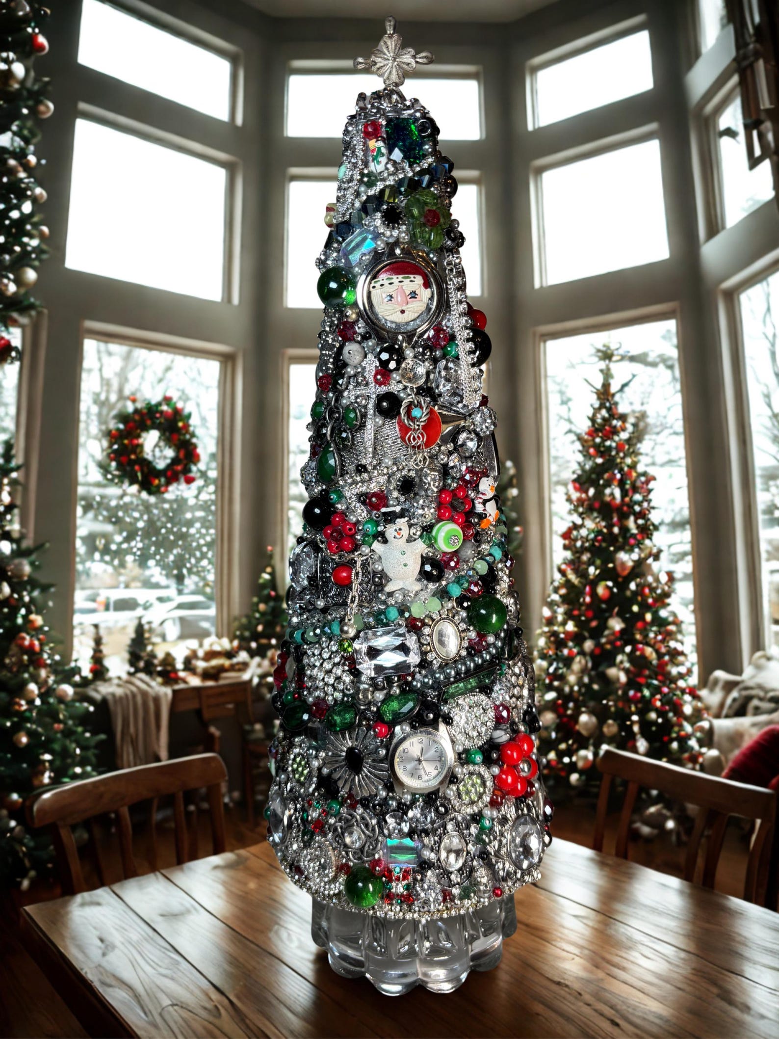 Winter Wonderland Jeweled Christmas Tree 14" | Traditional Red Green ...