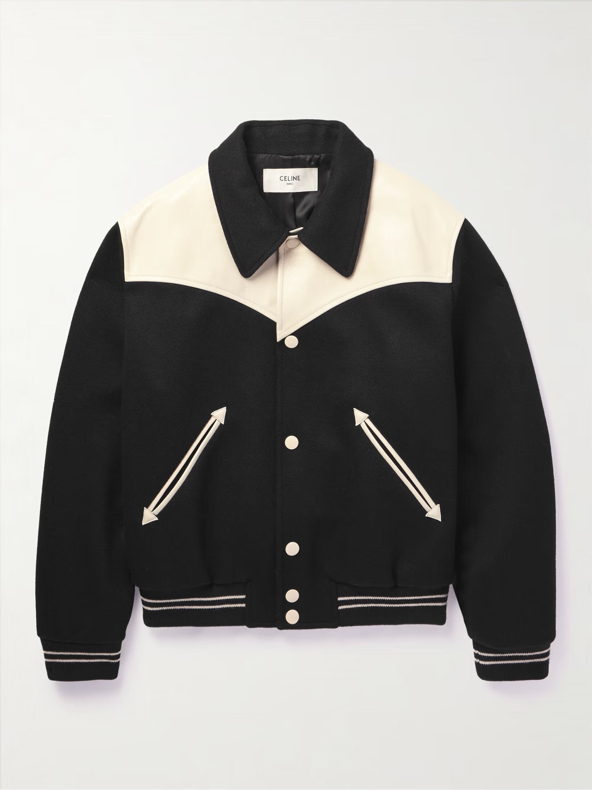 Celine Home Jack Teddy Leather Trimmed Wool Varsity Jacket - Etsy
