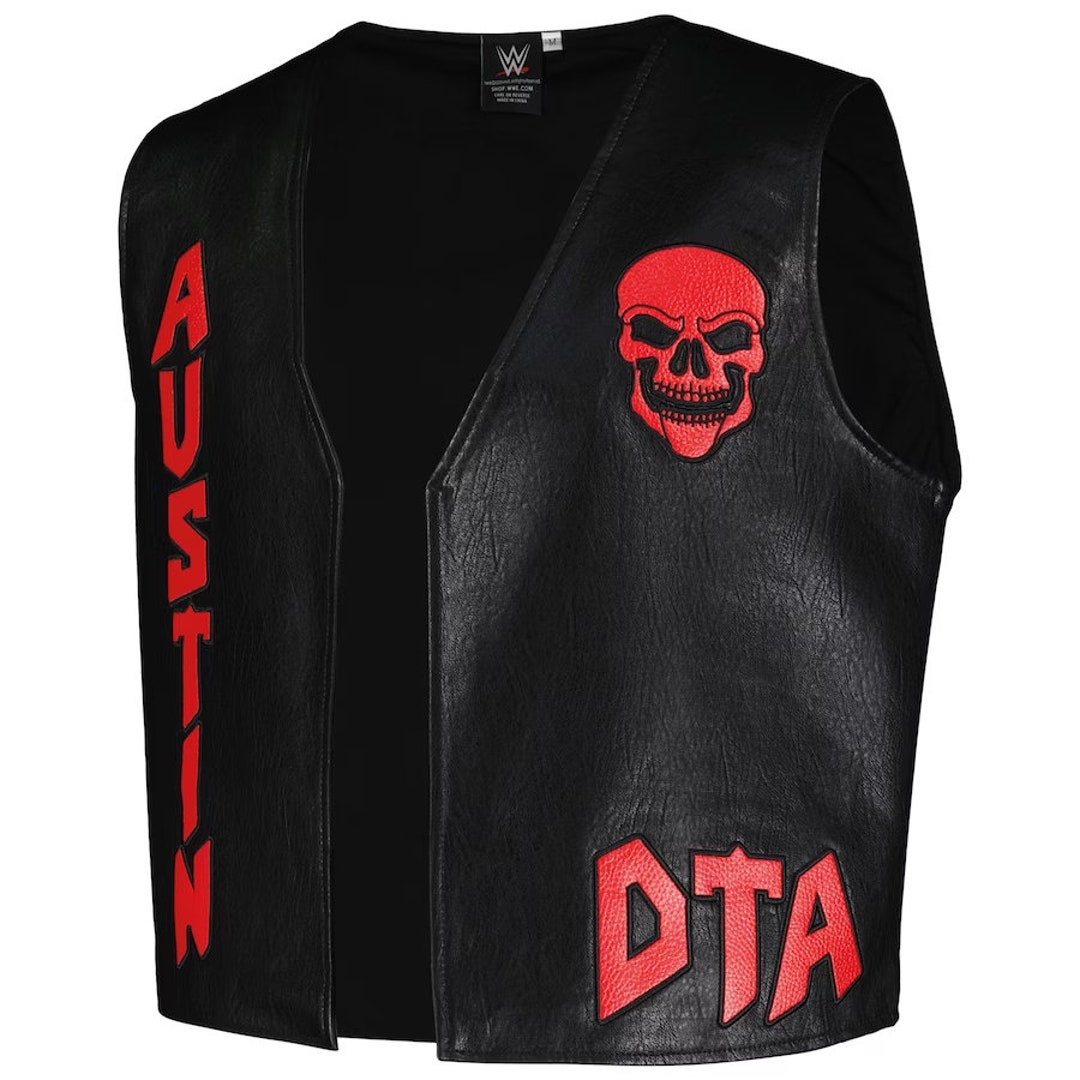 Mens Black stone Cold Steve Austin DTA Leather Vest - Etsy