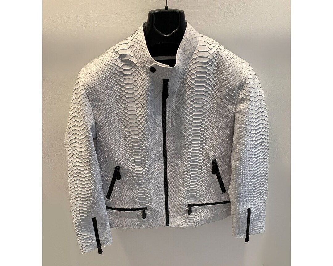 Exotic Snake Skin Python White Leather Moto Jacket - Etsy