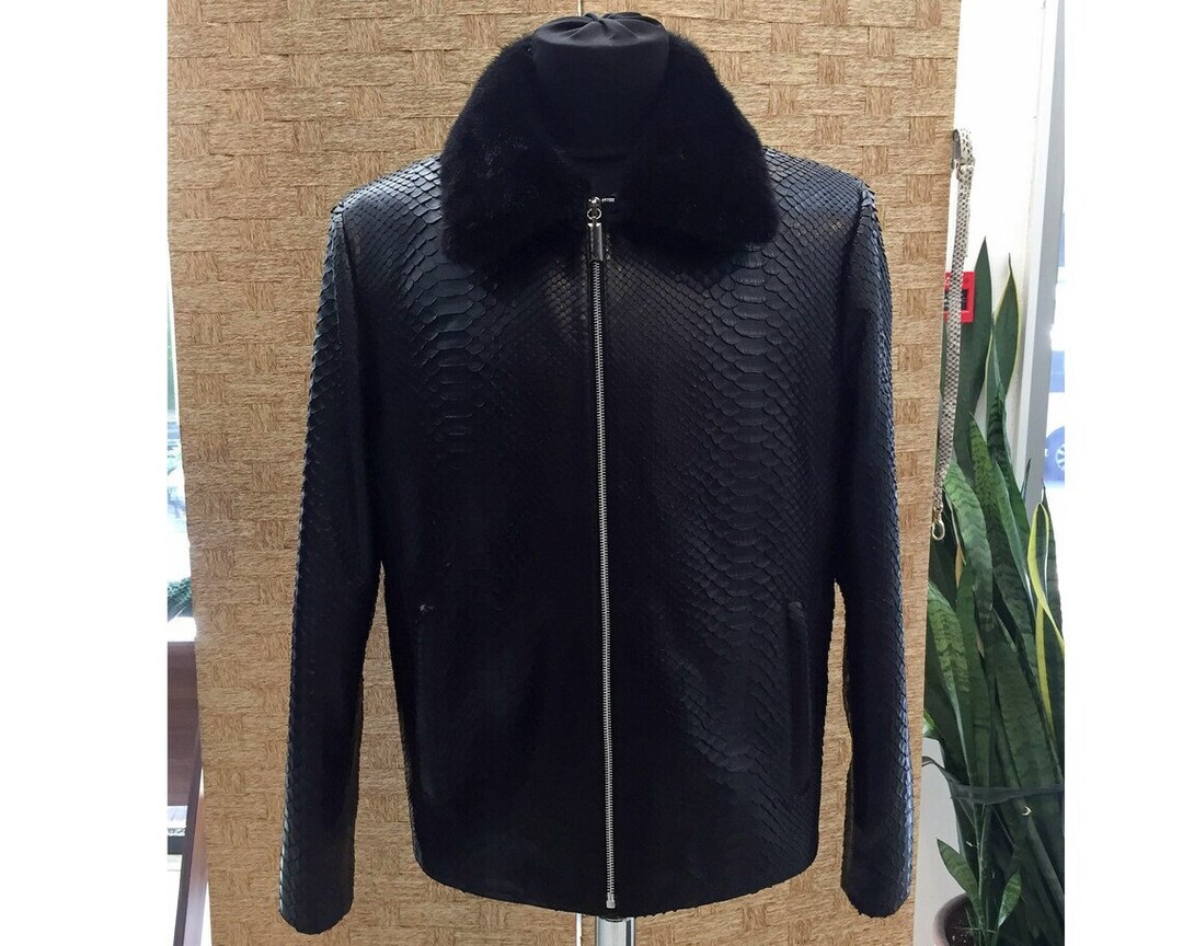 Exotic Skin Black Python Leather Fur Jacket - Etsy