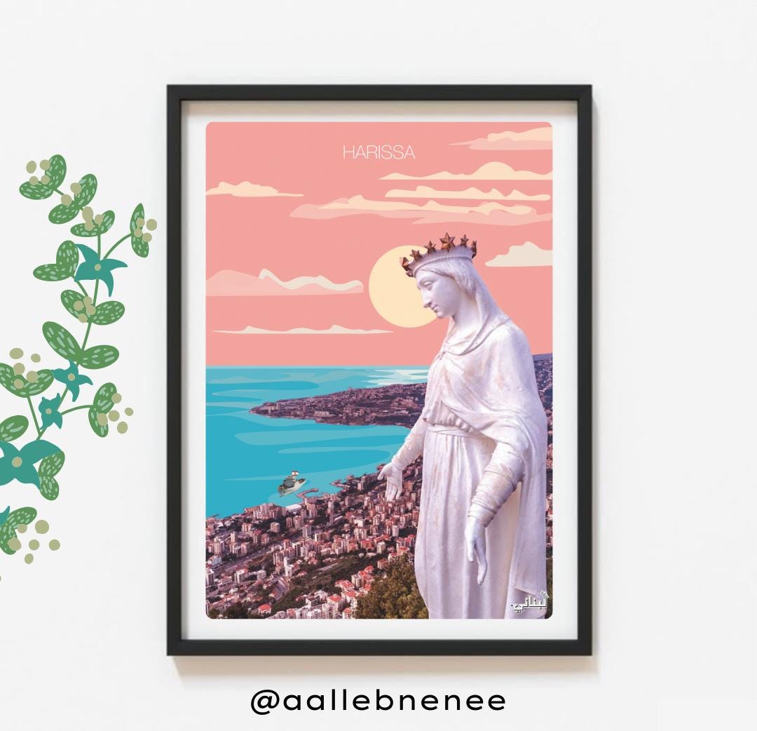 Harissa | Beirut | Lebanon | Lebanese Art Print | Size A4 A3 A2 A1 ...
