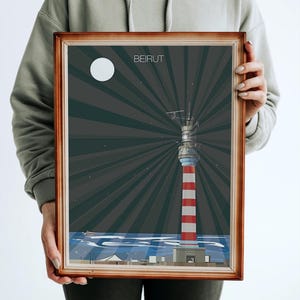 Manara Beirut Lebanon Lebanese Art Print Lighthouse Size A4 A3 A2 A1 ...