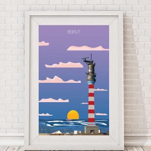 Manara Beirut Lebanon Lebanese Art Print Lighthouse Size A4 A3 A2 A1 ...
