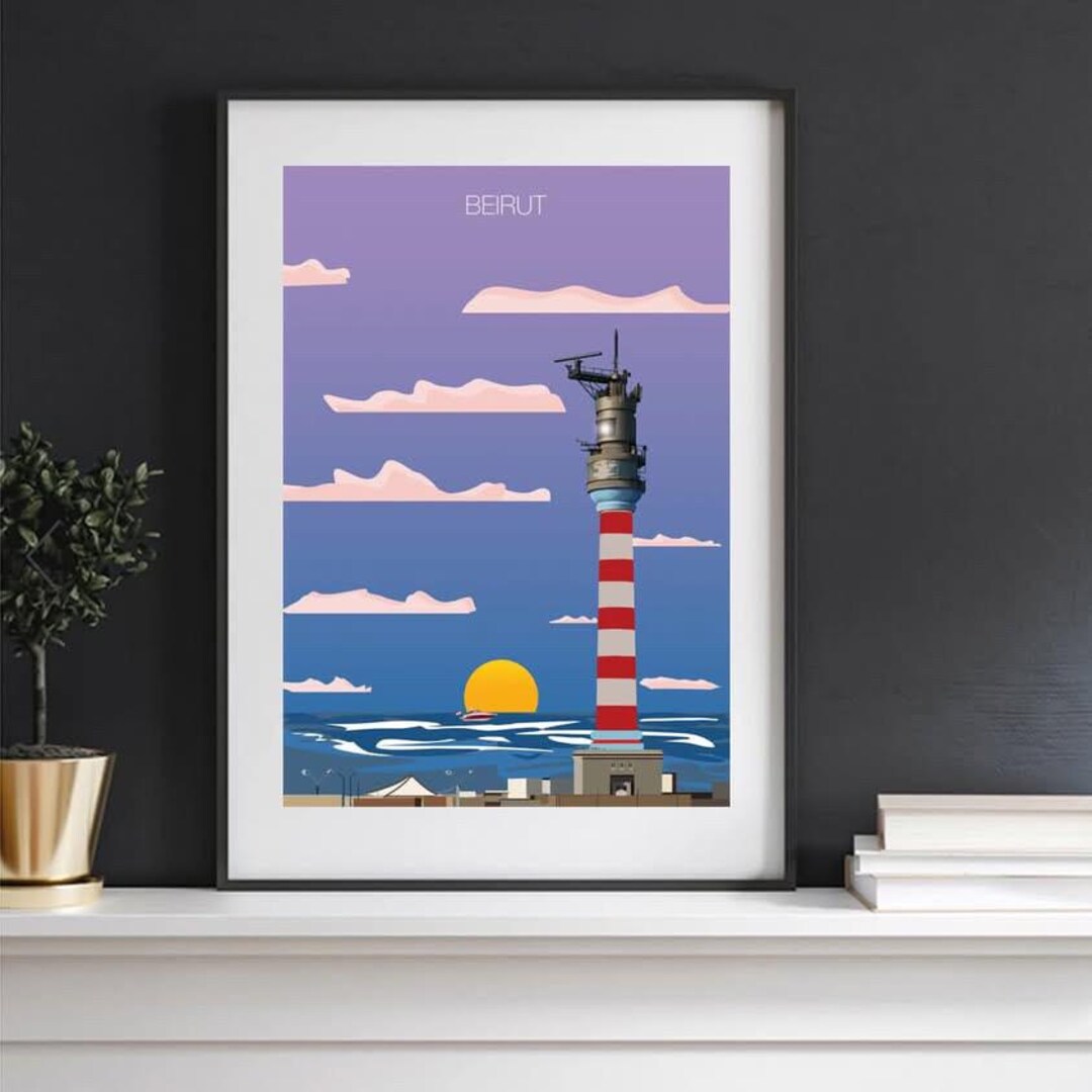 Manara Beirut Lebanon Lebanese Art Print Lighthouse Size A4 A3 A2 A1 ...
