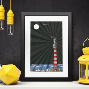 Manara Beirut Lebanon Lebanese Art Print Lighthouse Size A4 A3 A2 A1 ...
