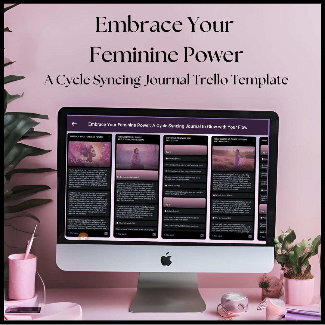 Cycle Syncing Journal Trello Template | Feminine Power Wellness Planner ...