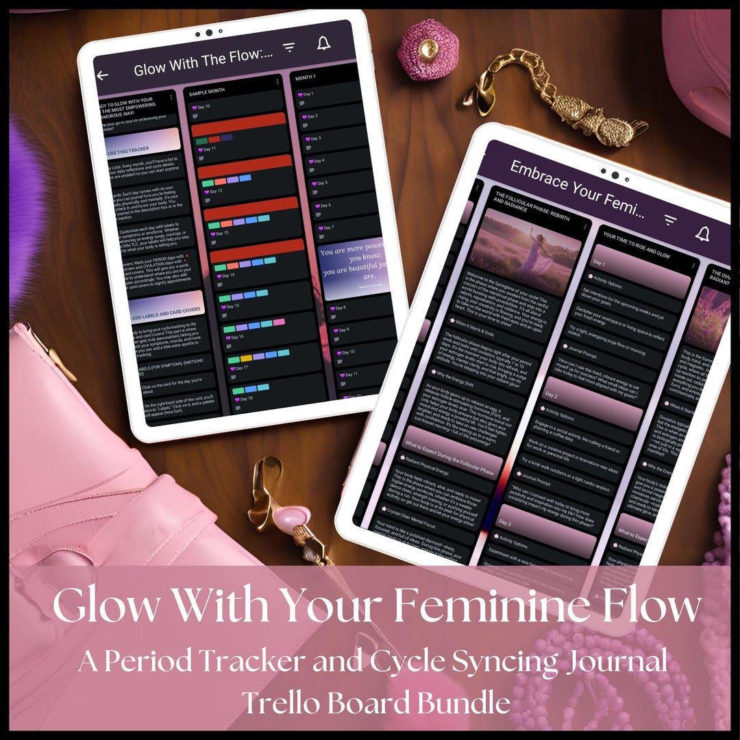 Period Tracker | Cycle Syncing Journal Trello Board Bundle | Feminine Wellness Planner | Self ...