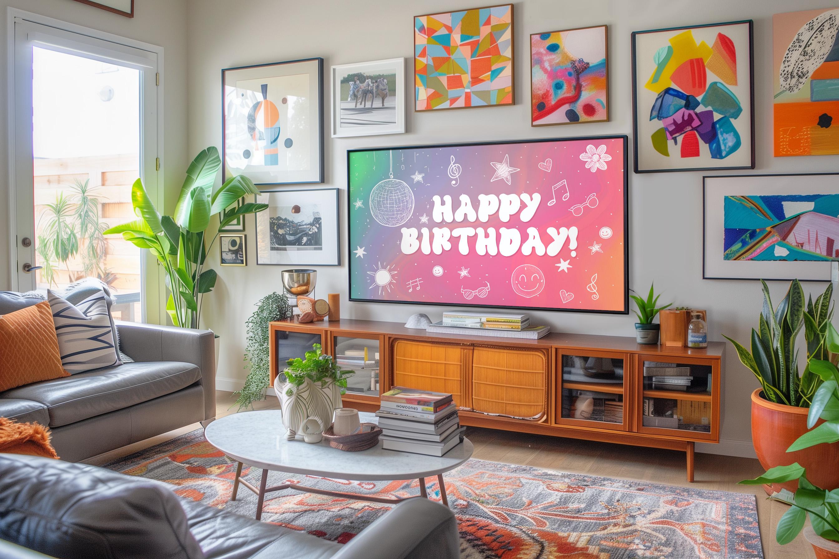 TV Art | Samsung Frame TV Happy Birthday Era Disco Girl Sign Cute Smart ...