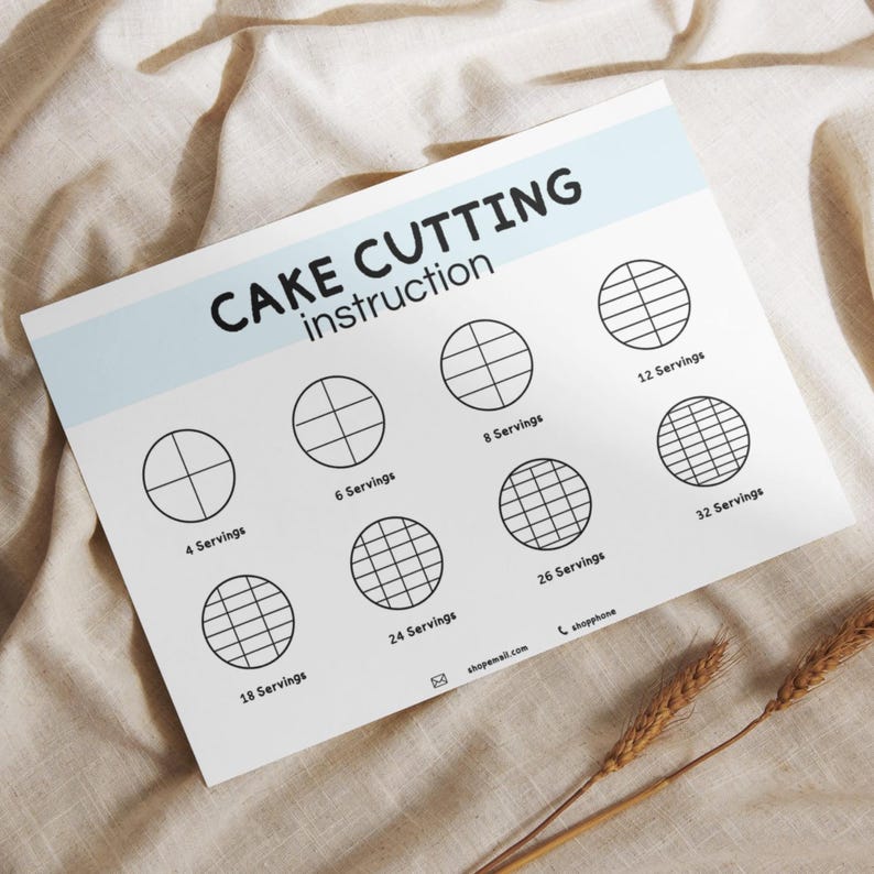 Cake Cutting Guide & Care Cards Printable Cake Instructions, Serving ...