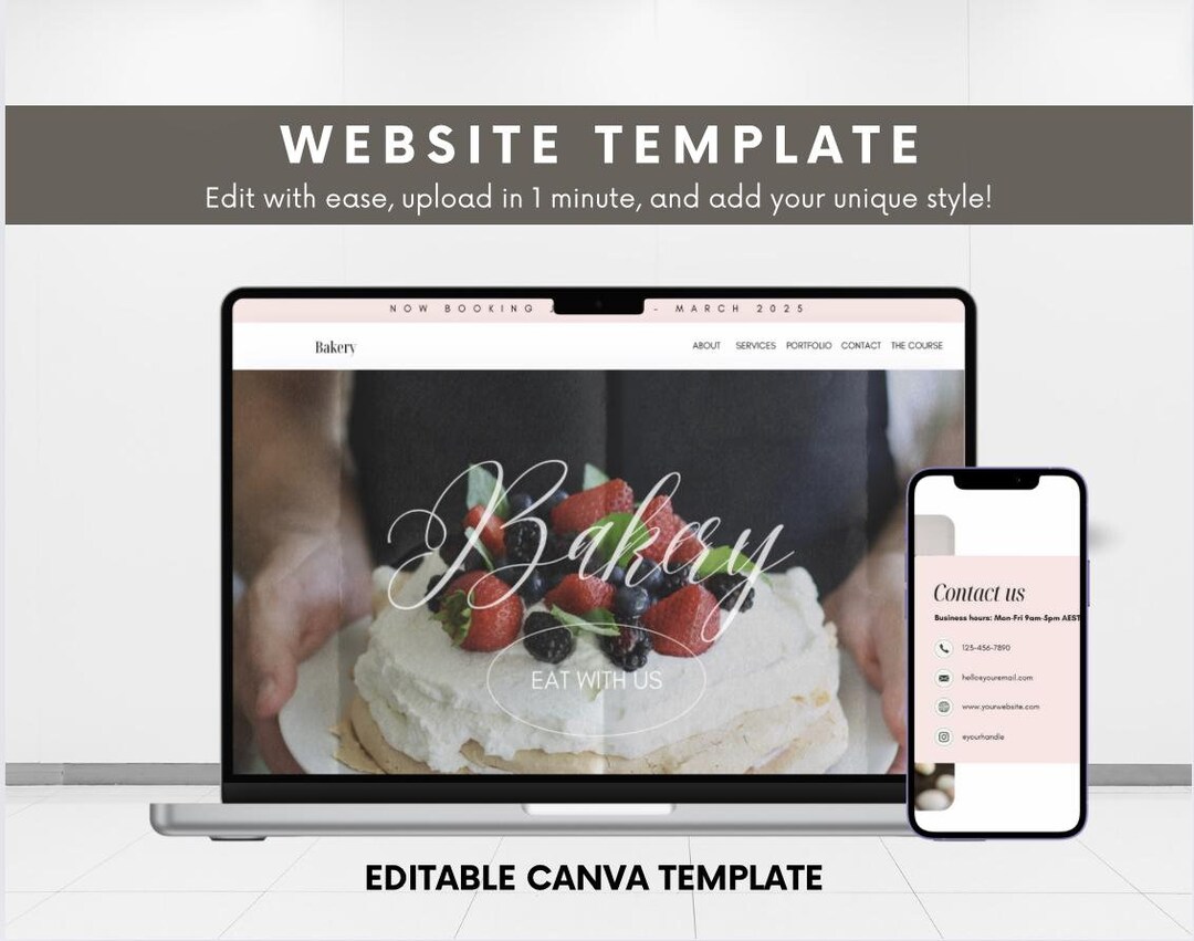 Cute Bakery Site Soft Pink Bakery Web Design Canva Template Editable ...