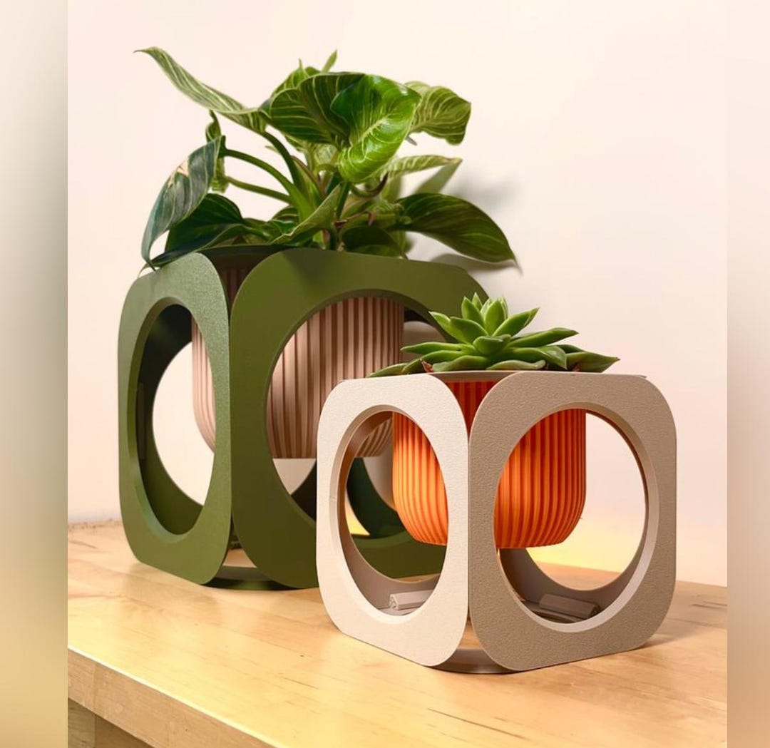 Modern Geometric Planter Base Combo Unique Cube Design Plant Stand for ...