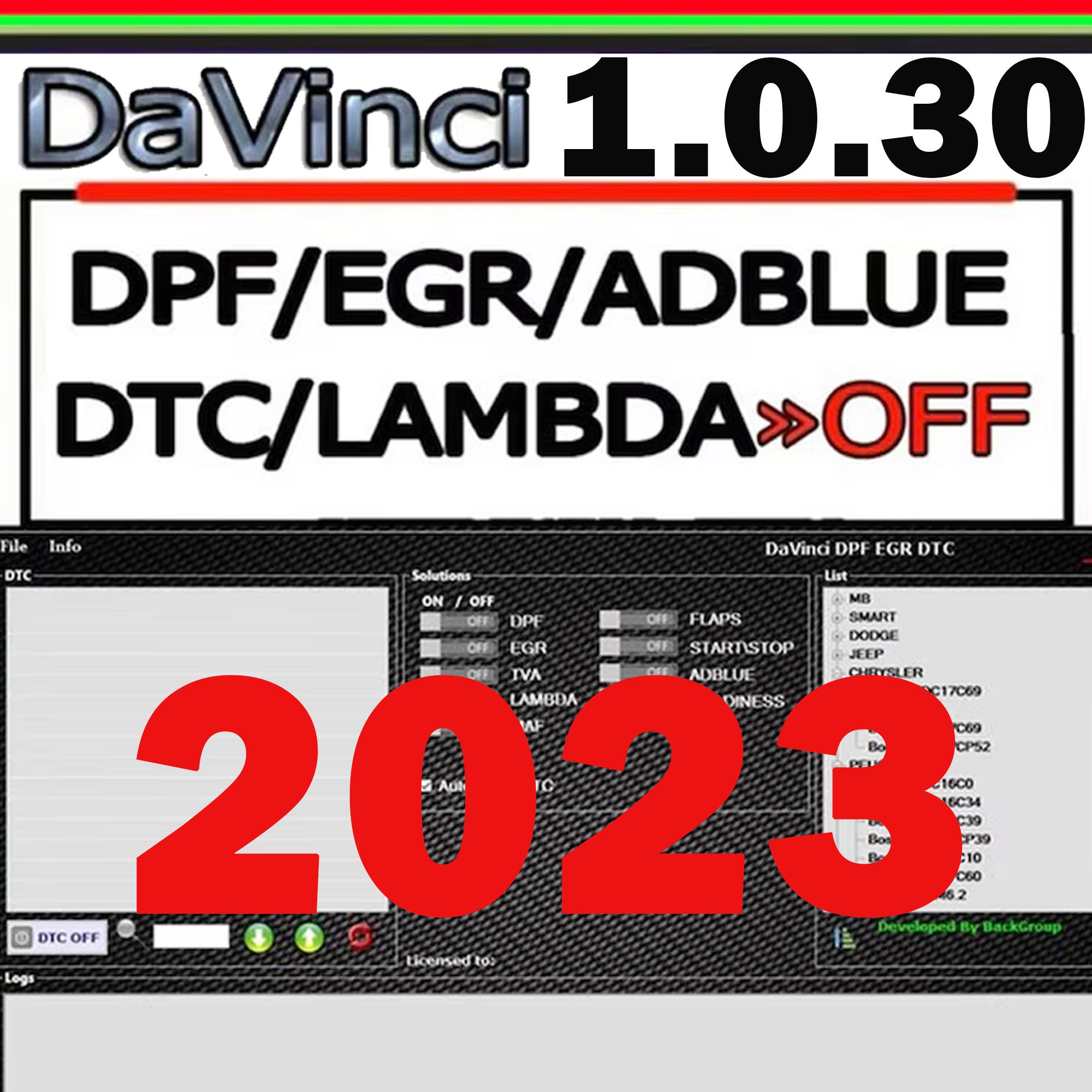 DAVINCI Software 1.0.30 FULL VERSION Dpf Egr Adblue Dtc Disabled - Etsy