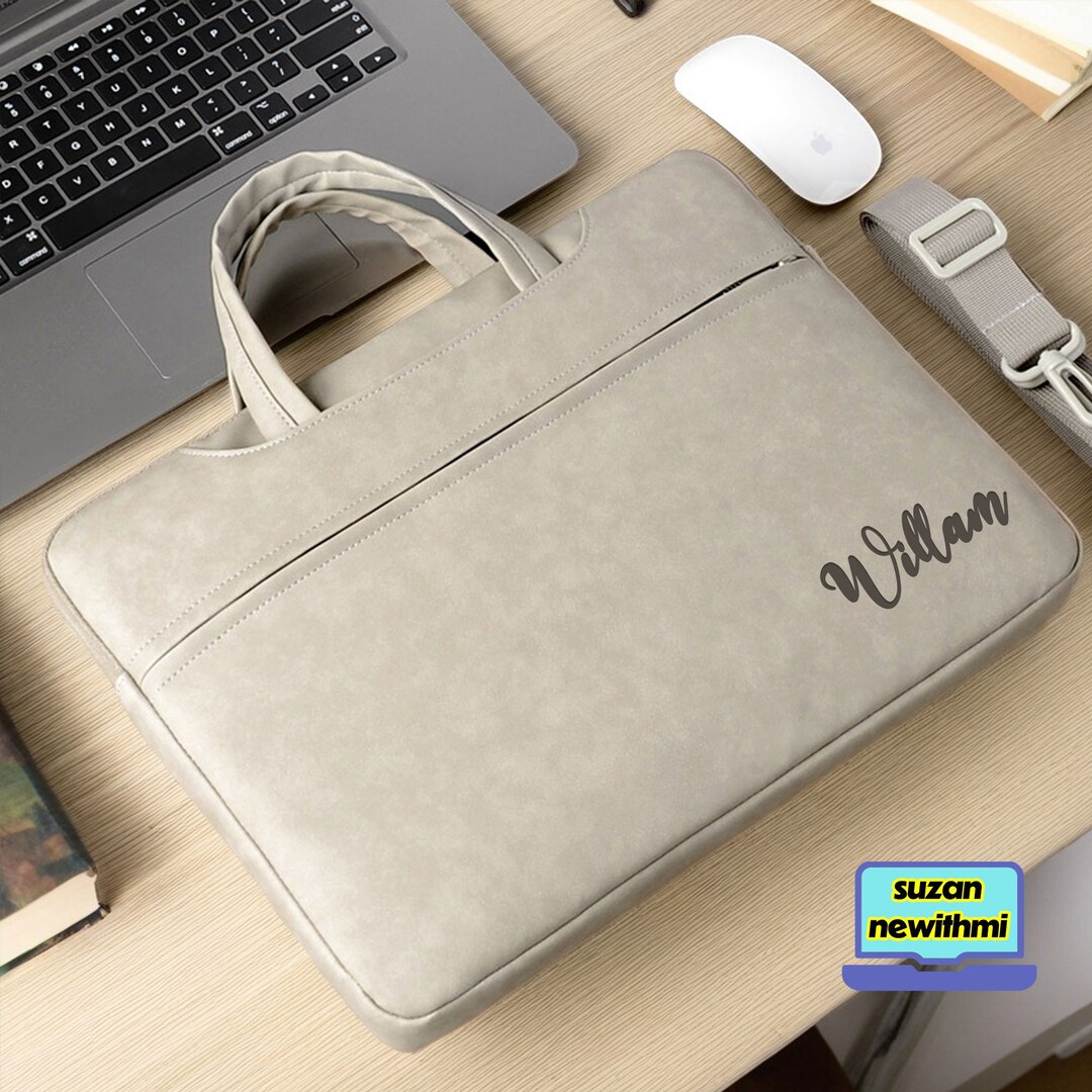 Personalized Leather Laptop Bag, Custom Name Laptop Bag, Monogrammed ...