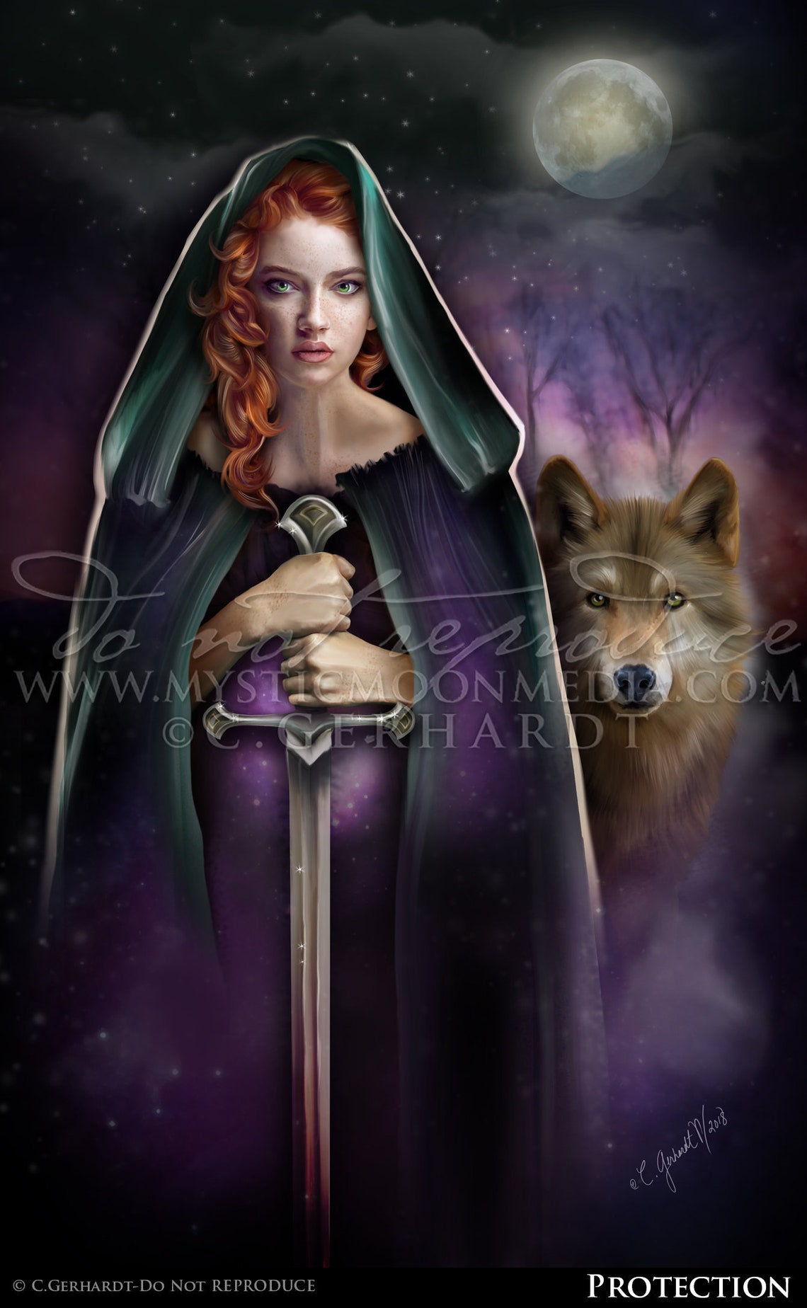 Protection / Wolf Moon / Art Prints / the Witching Hour Oracle - Etsy