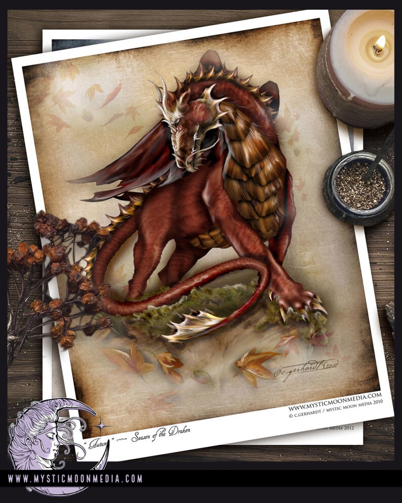 Autumn Dragon / Fantasy Art Print / Fantasy Painting / Dragon - Etsy