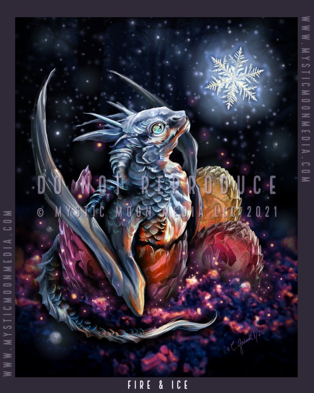 Fire and Ice / Dragon Baby / Hatchling / Dragon / Fantasy Art / Poster ...