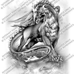 Digital Download Coloring Pages / Autumn Dragon Coloring / Grayscale ...