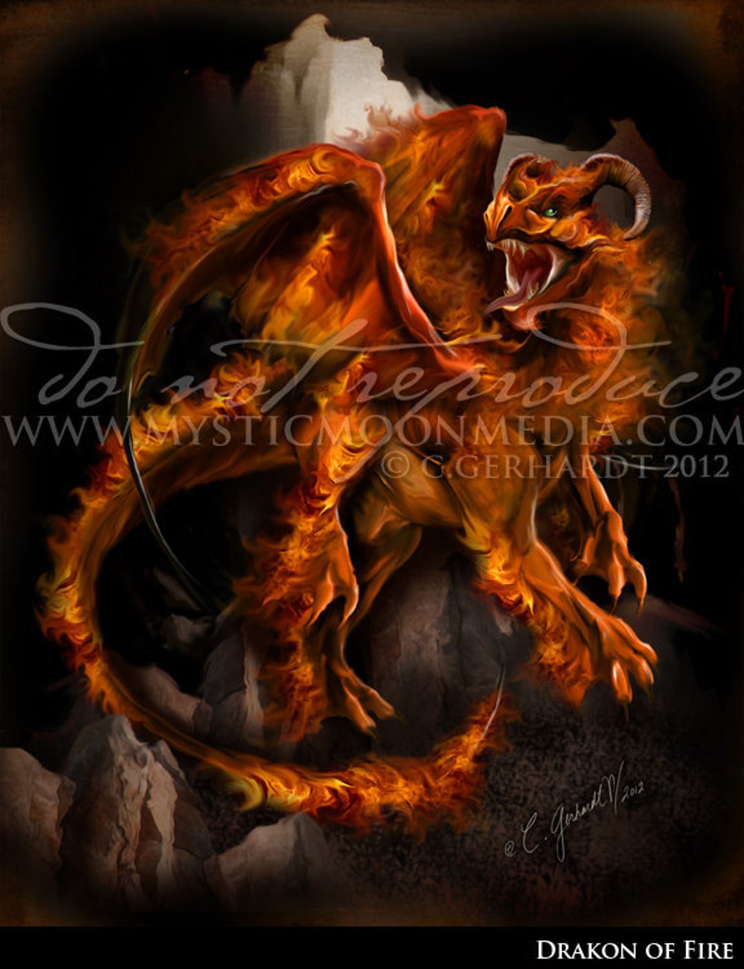 Drakon of Fire / Fantasy Art Poster / Fantasy Painting / Dragon Print ...