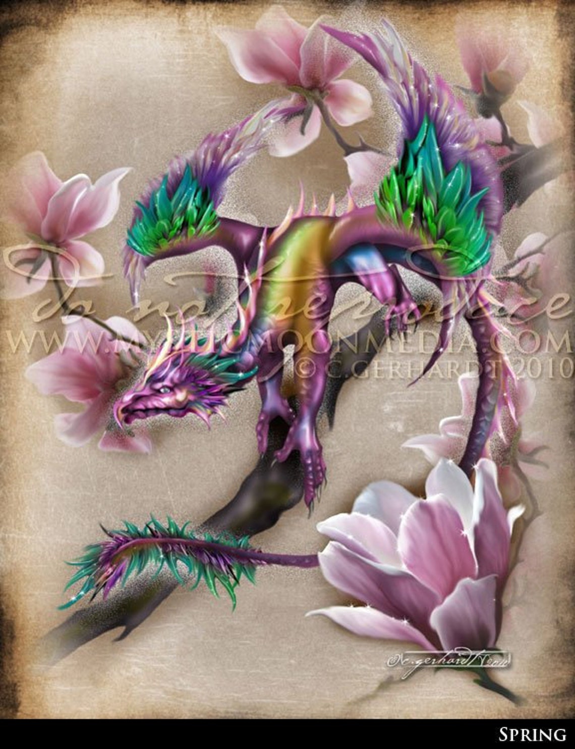 Spring / Fantasy Art Poster / Fantasy Painting / Dragon Print | Etsy