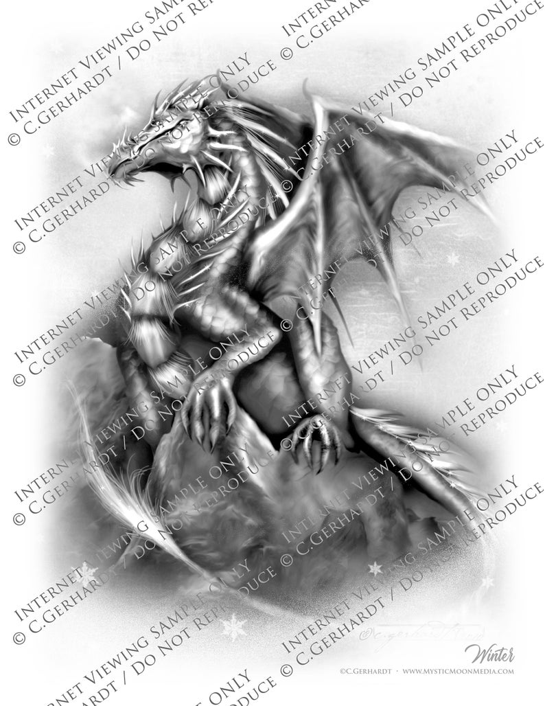 Digital Download Coloring Pages / Winter Dragon Coloring / | Etsy