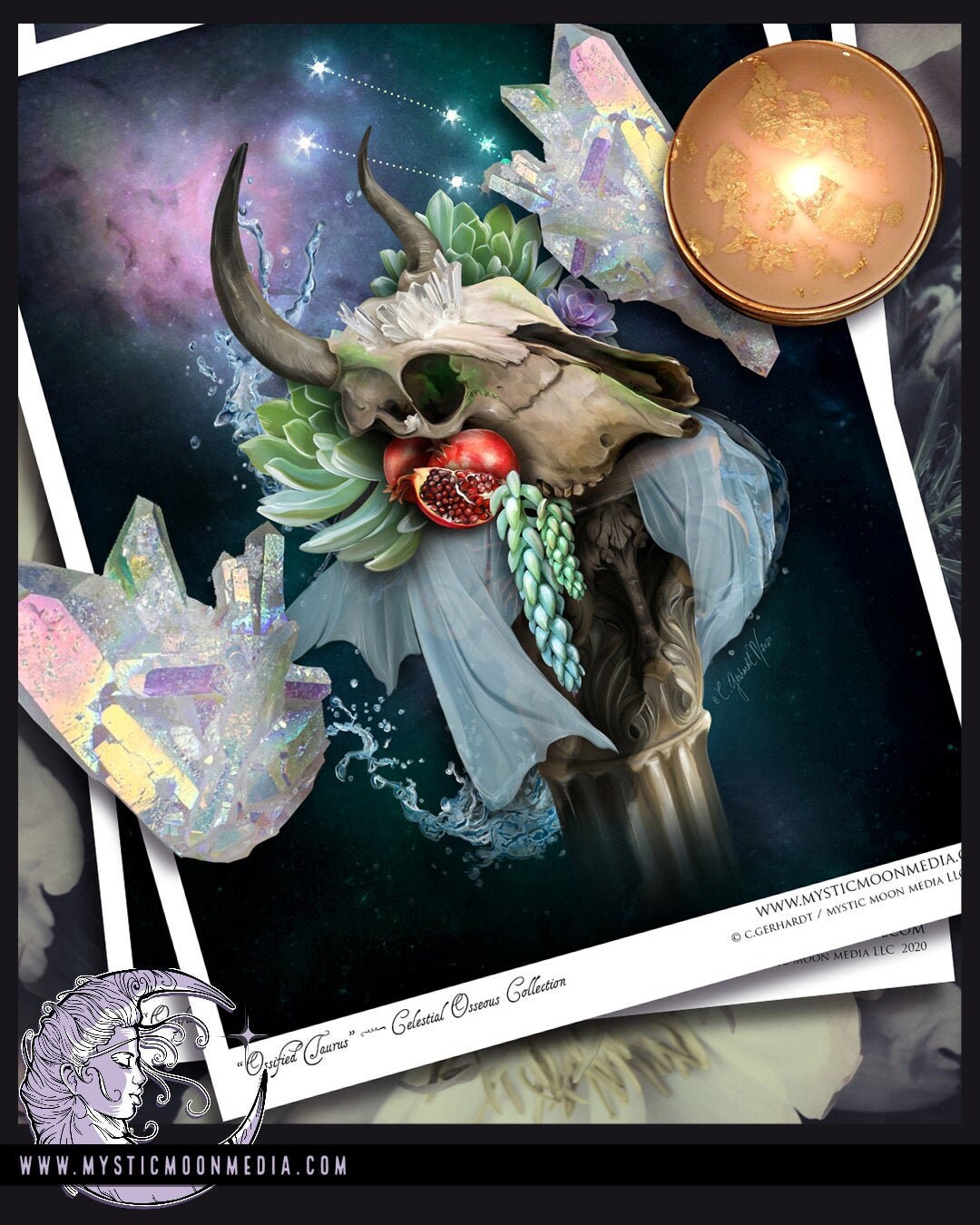 Ossified Taurus / Zodiac Poster / Taurus Print / Zodiac Sign / Fantasy ...