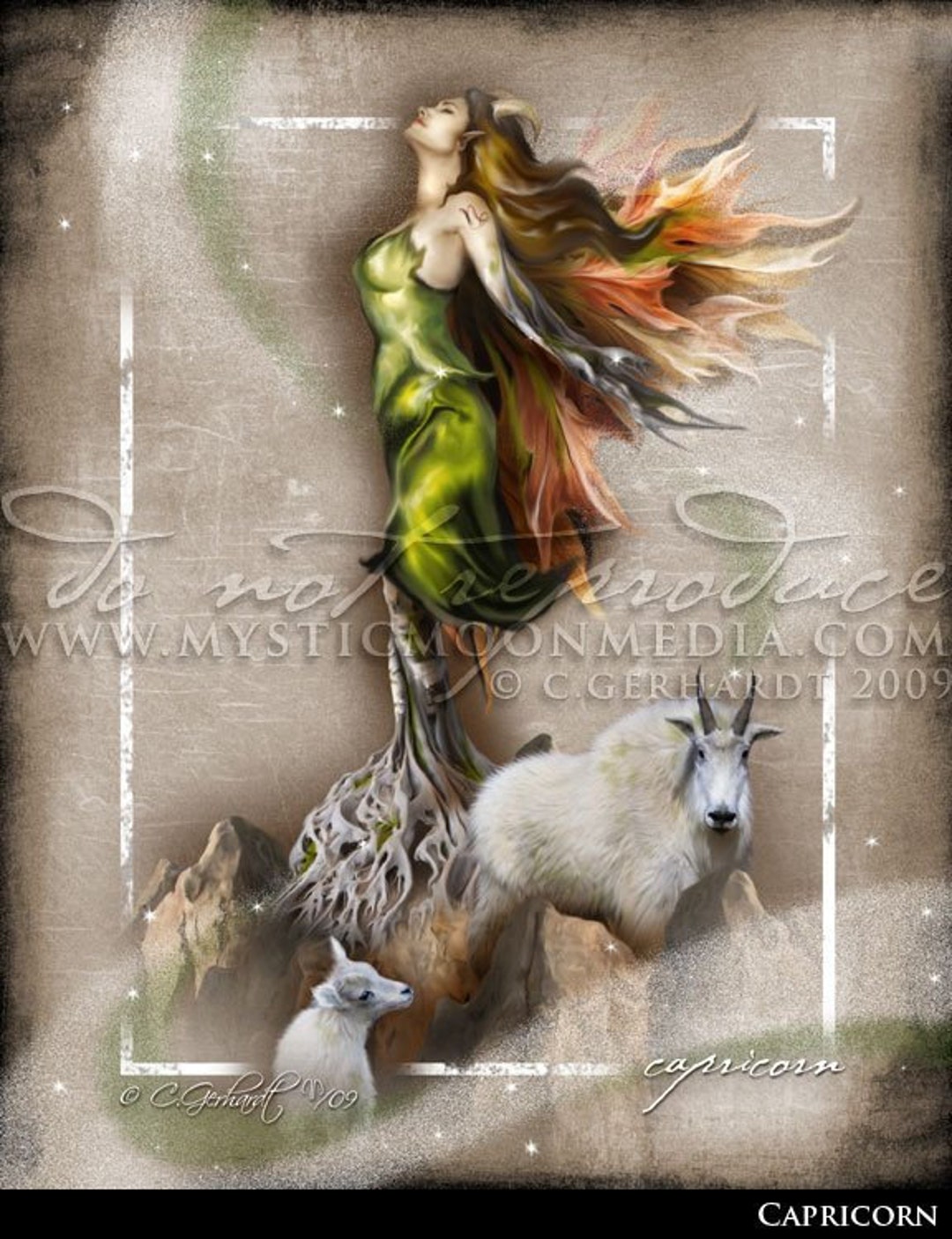 Capricorn / Zodiac Poster / Print / Fairy Art / Fairy Painting ...