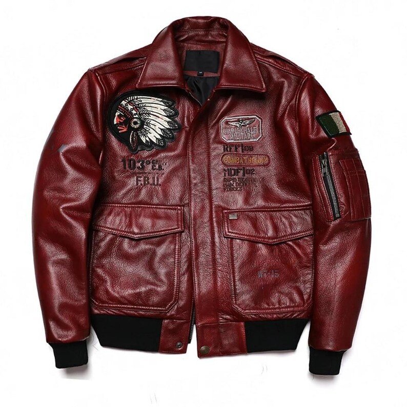 Men's A2 Flying Pilot Genuine Leather Bomber Jacket, Handmade Flight ...