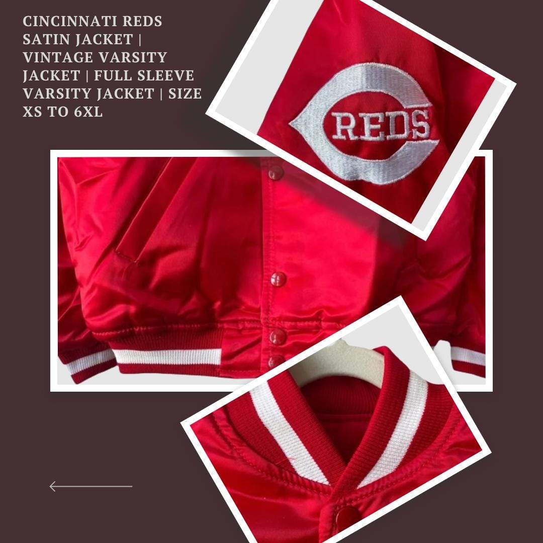 Cincinnati Reds Satin Jacket Vintage Varsity Jacket Full Sleeve Varsity ...