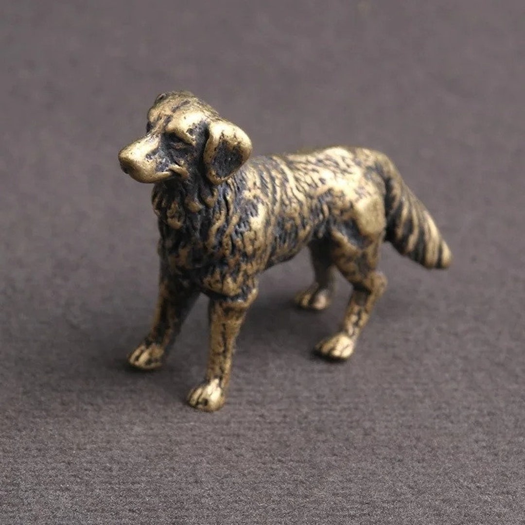 Antique Copper Hound Figurines Miniature Zodiac Dog Statues Desktop ...