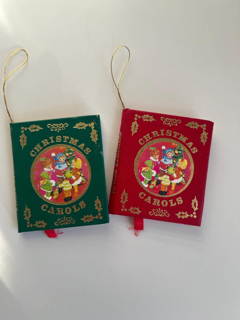 Vintage Mini Christmas Carols Book Ornaments - Set of Two - Etsy