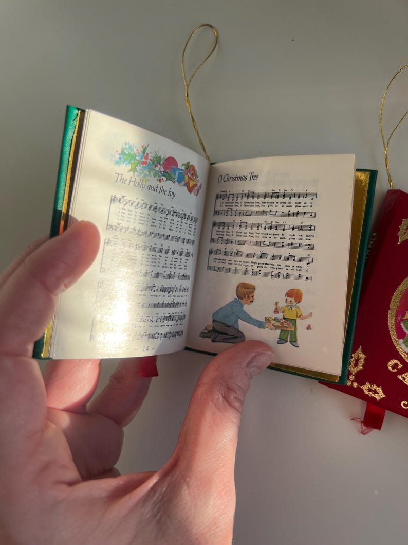 Vintage Mini Christmas Carols Book Ornaments - Set of Two - Etsy