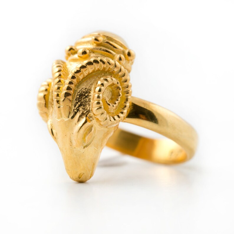 Radical Rams Head Ring in 22k Gold Vermeil the Ram is - Etsy