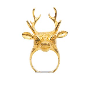 Stag Ring, Gold Deer Ring, Antler Ring, Gold Stage Ring - Etsy