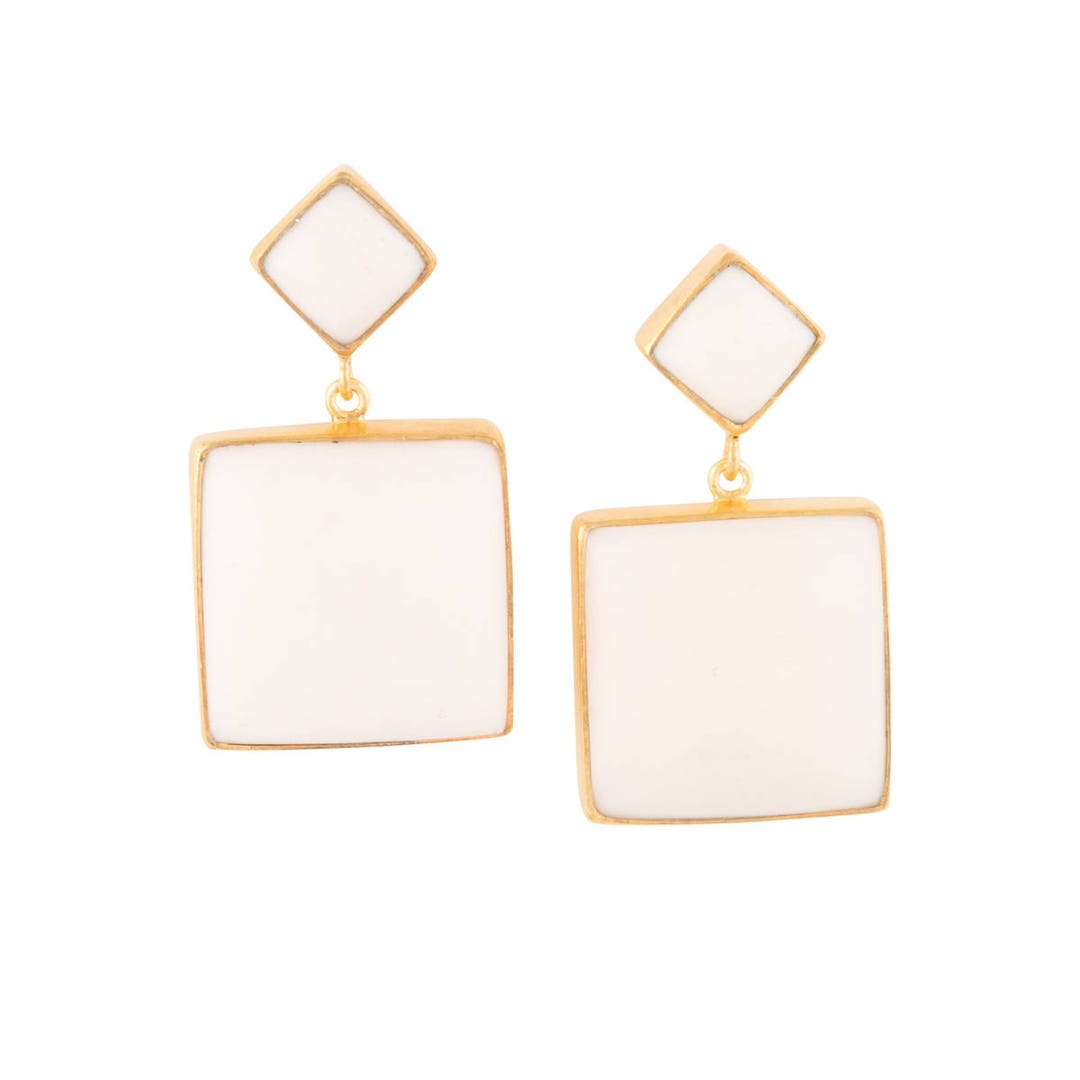 Elemental Earring, Square Earring, Square Studs, Horn Earrings, Bone ...