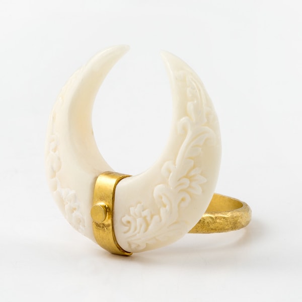 Carved Bone Ring - Etsy
