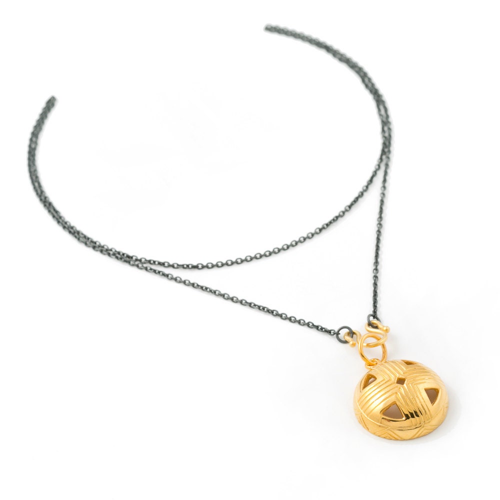 Morocco Gold Dome Necklace, 22k Gold Vermeil With Tribal Moroccan ...