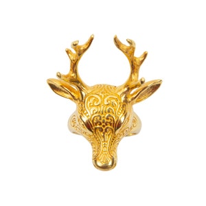Stag Ring, Gold Deer Ring, Antler Ring, Gold Stage Ring - Etsy